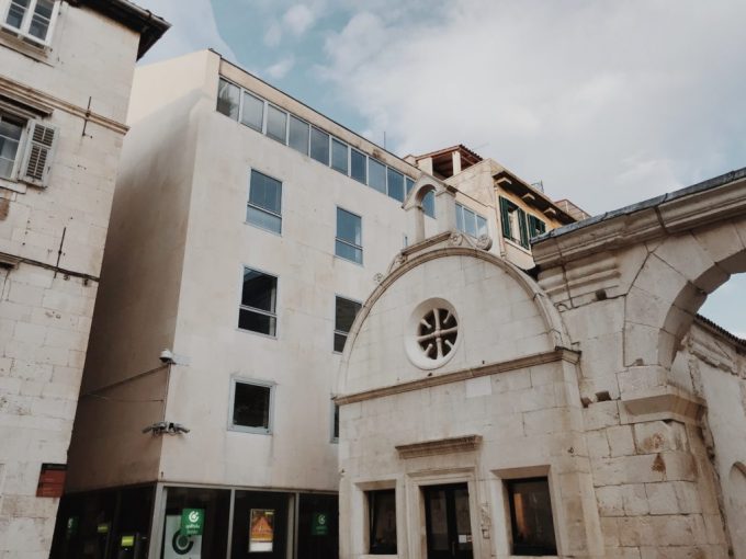 Modern building on Peristyle, designed by architect Neven Šegvić